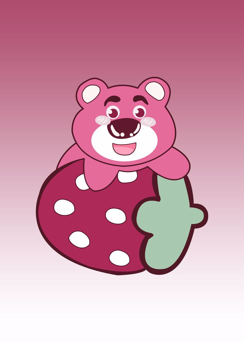 'bear pink cute animal' Poster, picture, metal print, paint by Janet ...
