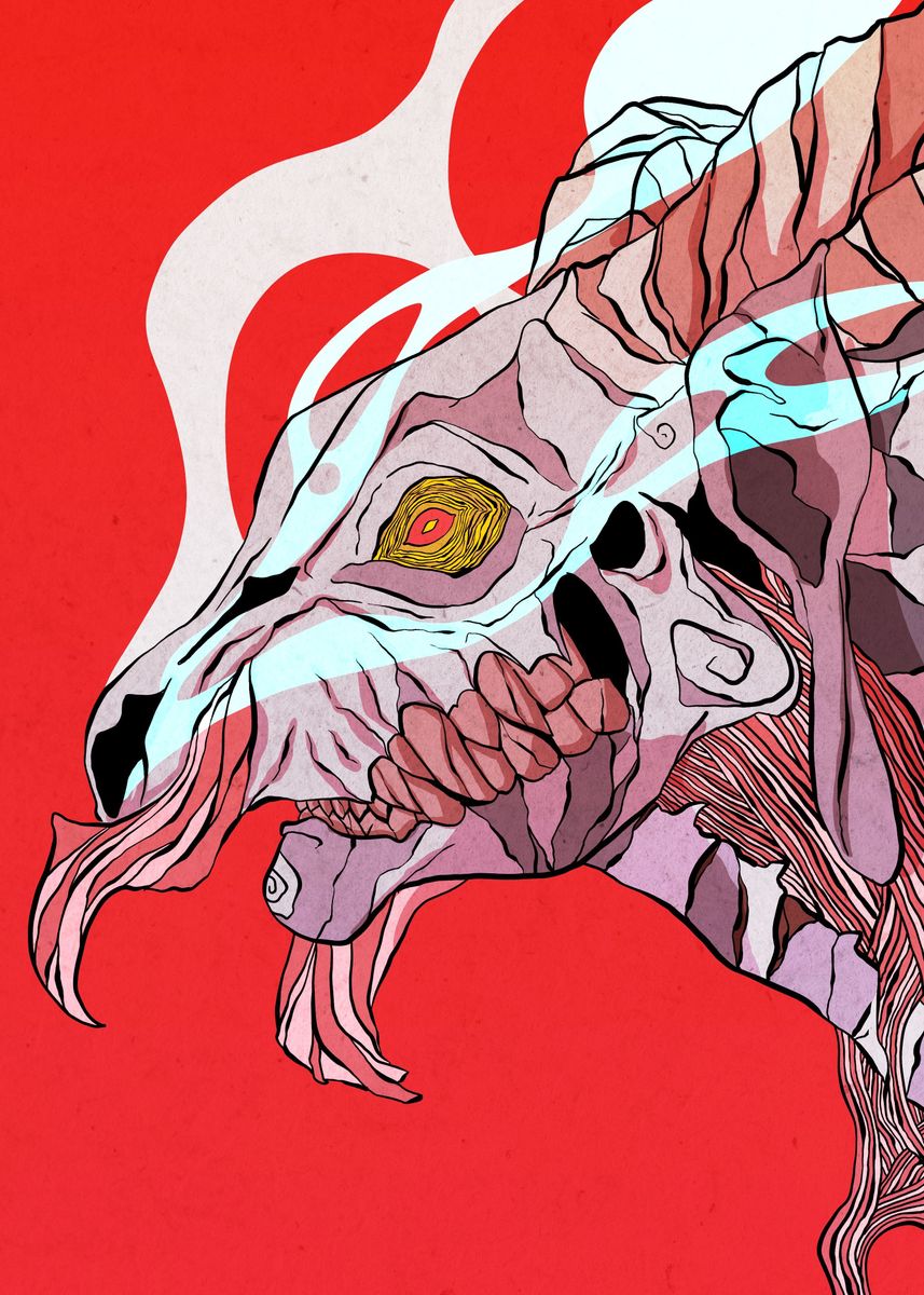 'Demon goat' Poster, picture, metal print, paint by eunoia | Displate