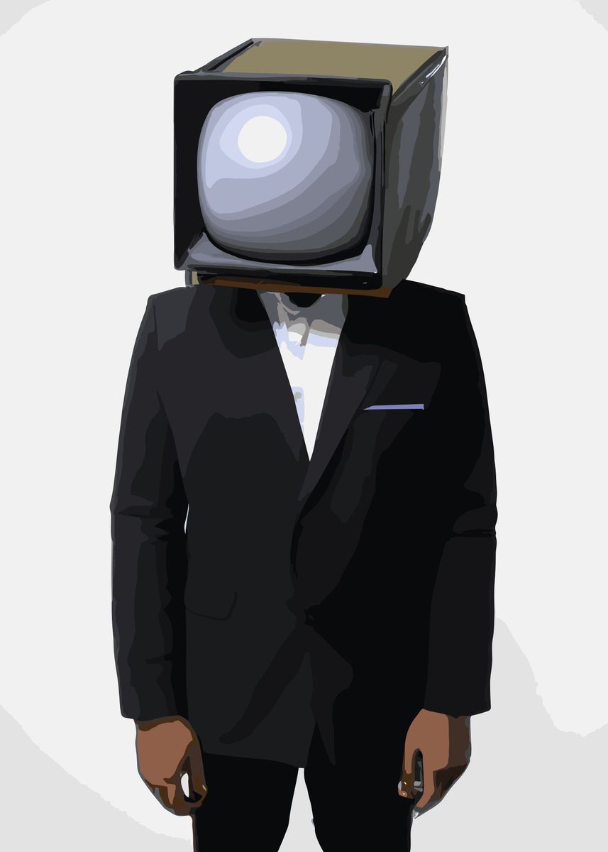 'Suit Tube TV Man' Poster, picture, metal print, paint by maxdesign ...