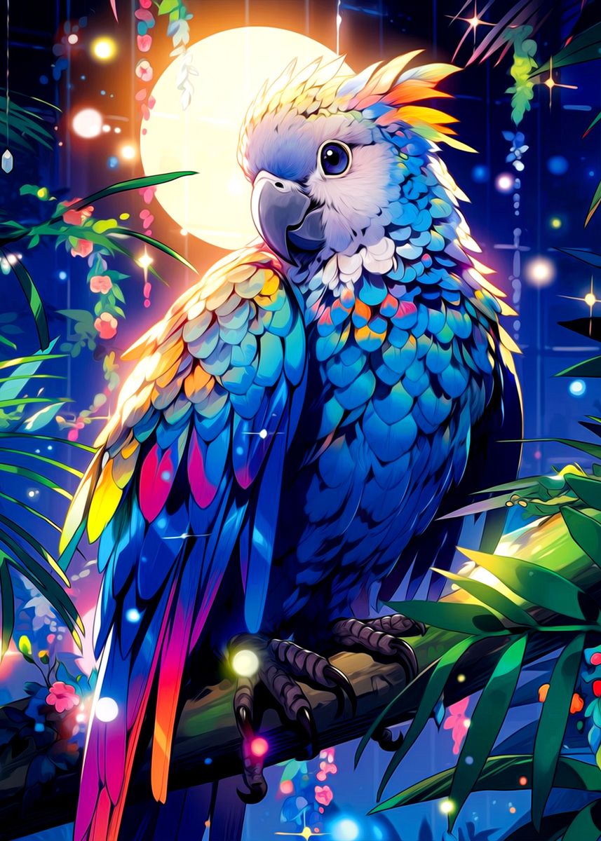 'Colorful Parrot' Poster, picture, metal print, paint by Halen Raine ...