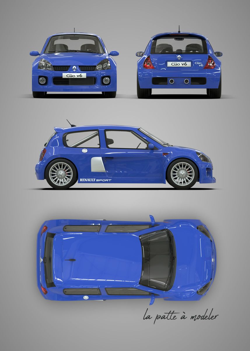 'Renault Clio V6' Poster, picture, metal print, paint by ...