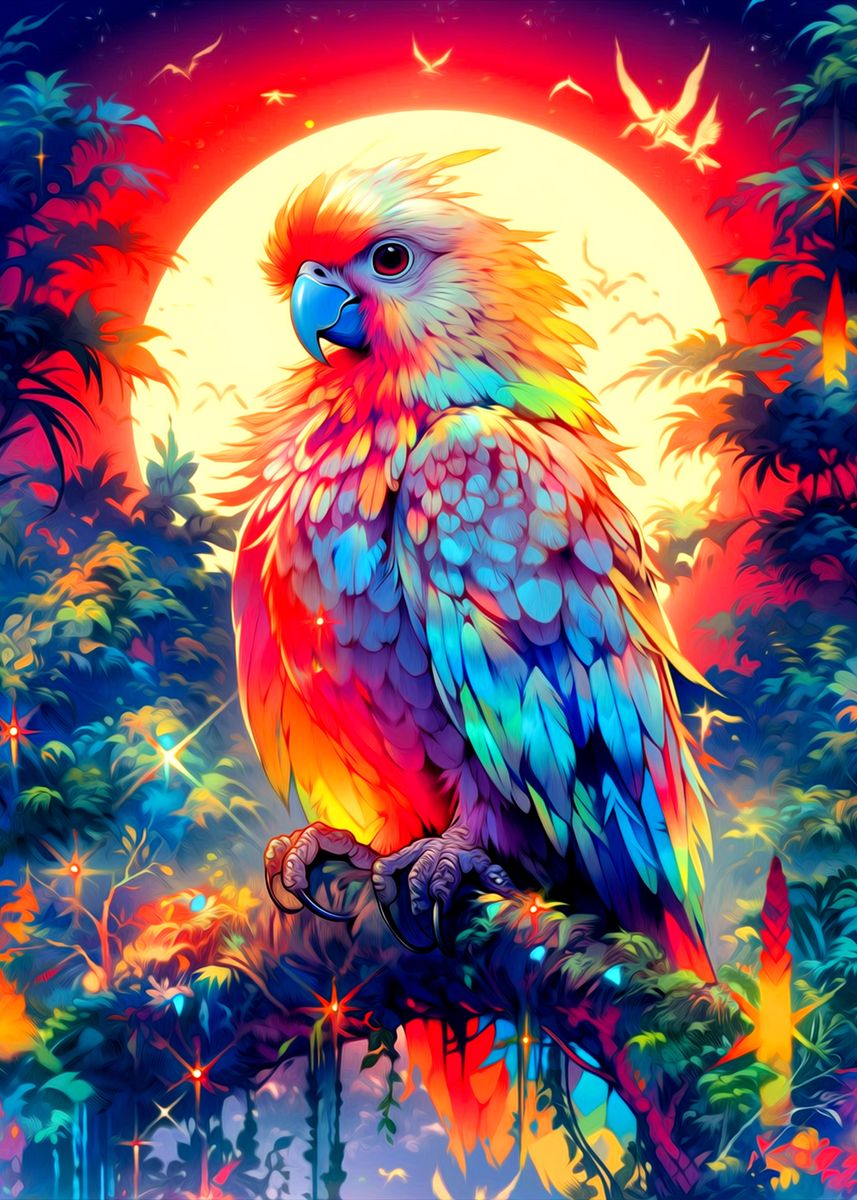 'Colorful Parrot' Poster, picture, metal print, paint by Halen Raine ...
