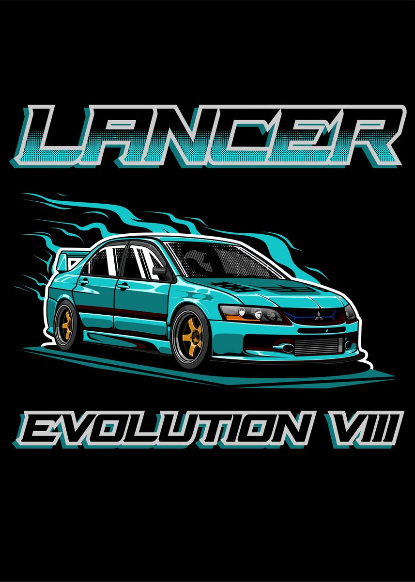 'Mitsubishi Lancer Evo 8' Poster, picture, metal print, paint by Heru ...