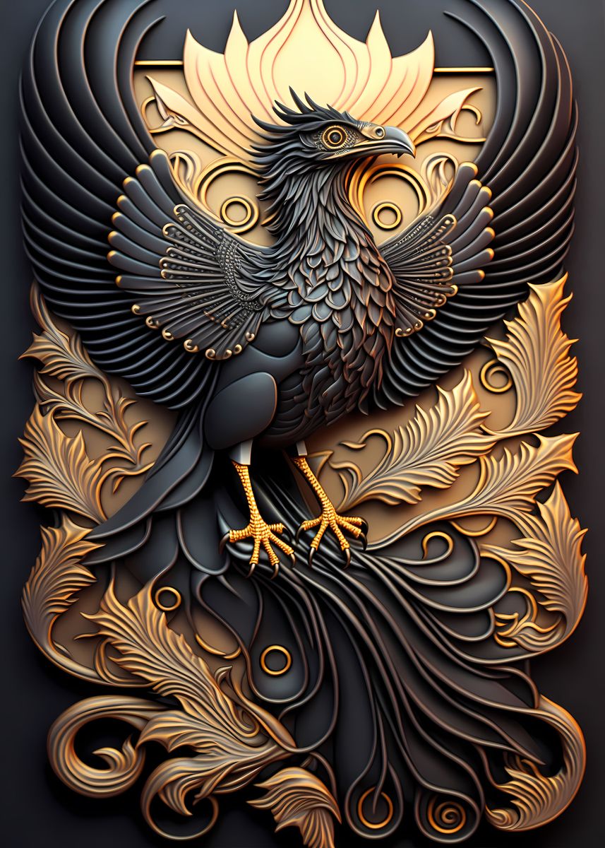 'Golden Phoenix God Art' Poster, picture, metal print, paint by Luong ...