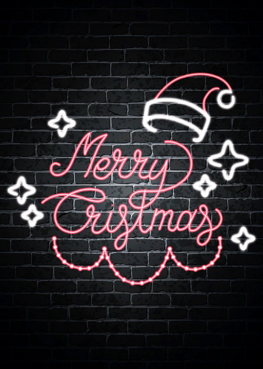 'Merry Christmas neon' Poster by Greenfelder Art | Displate