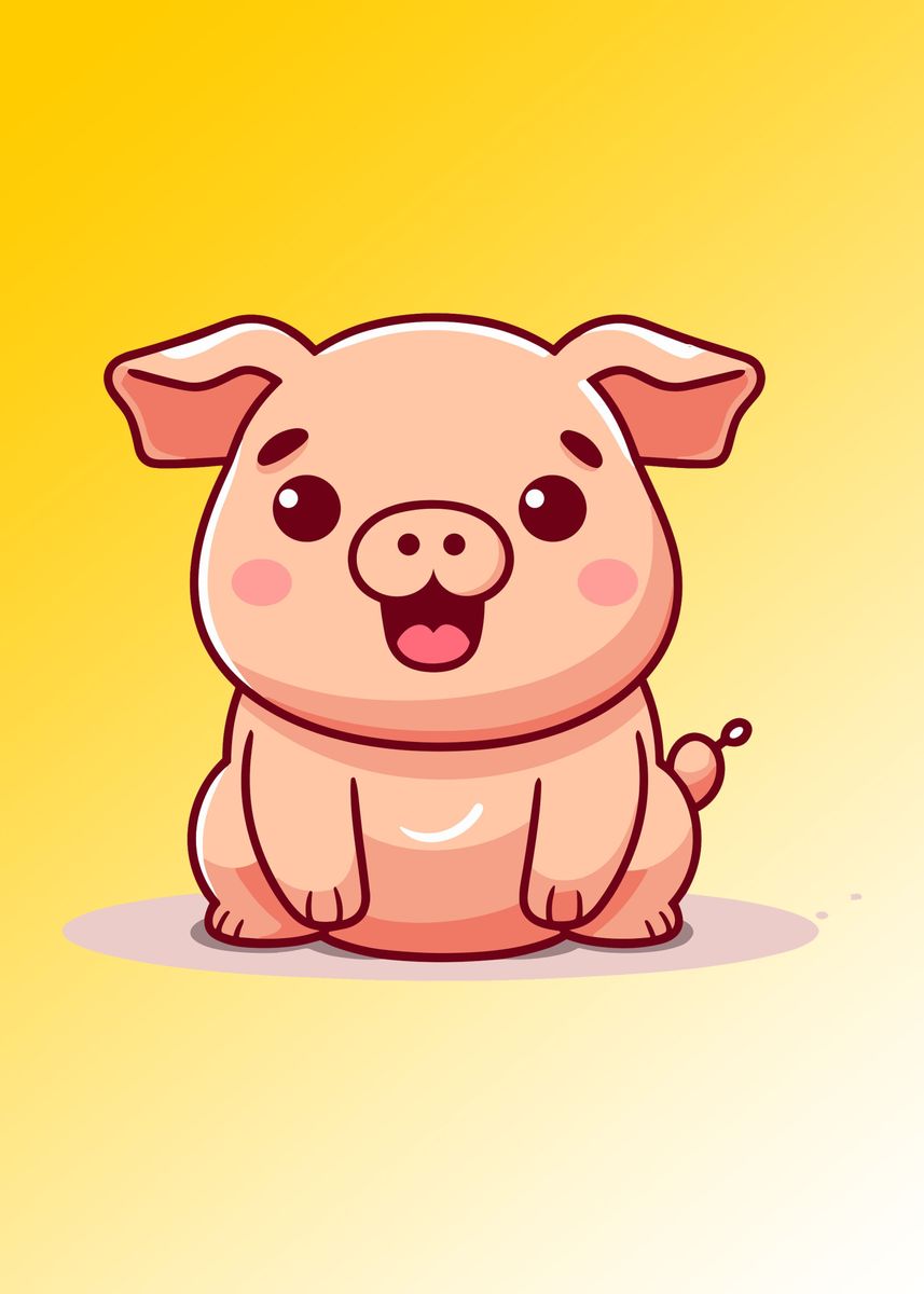 'cute piggy' Poster, picture, metal print, paint by Charmaine | Displate