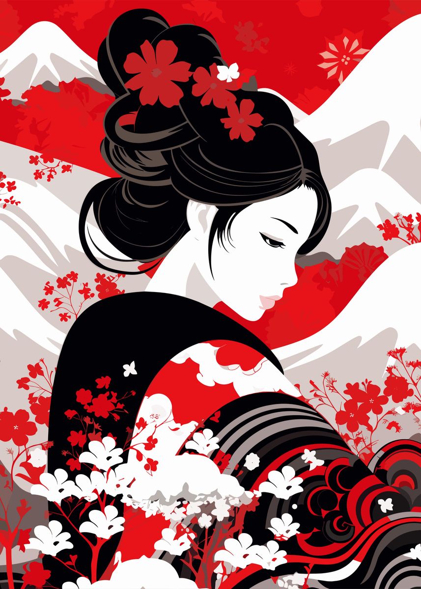 'Girl Geisha Japanese' Poster, picture, metal print, paint by Mason ...