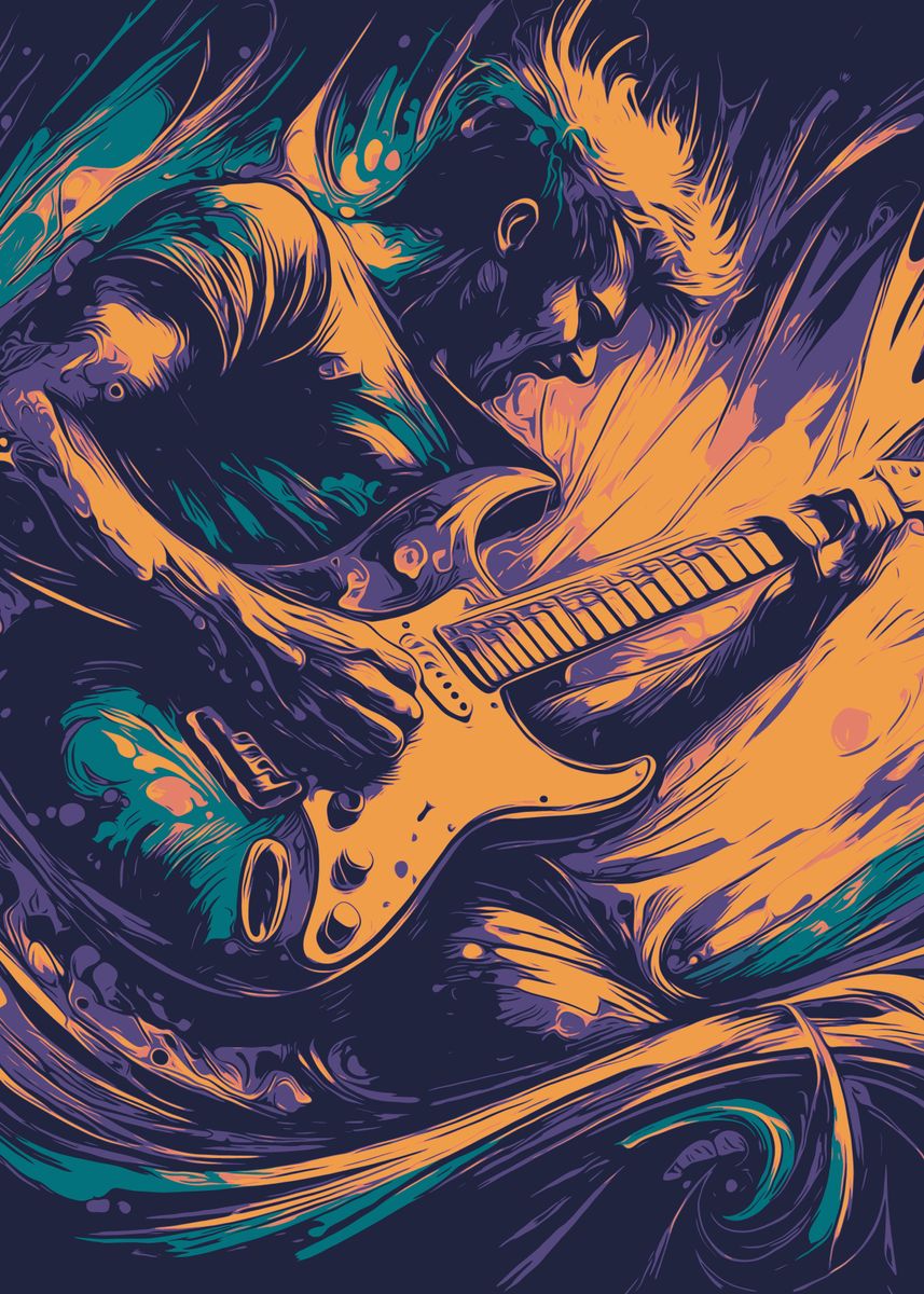 'Guitarist' Poster, picture, metal print, paint by Kamelyon | Displate