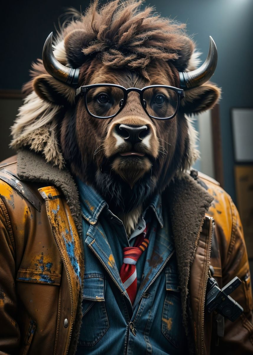 'Cool bison animals' Poster, picture, metal print, paint by Ayen Khusna ...