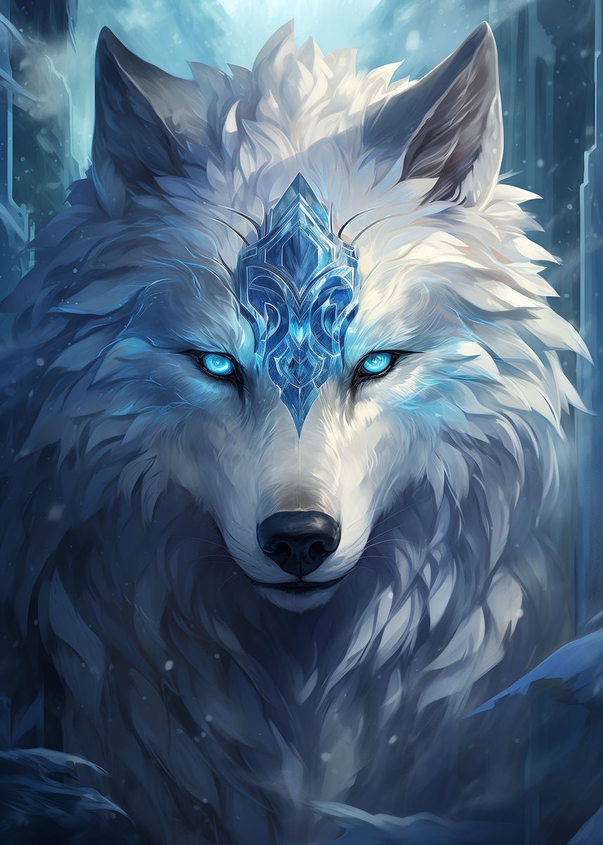 'Intricate Icy Wolf Soul' Poster, picture, metal print, paint by Leah ...