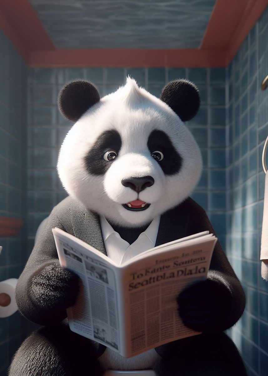 'Panda Toilet Newspaper' Poster by iridak Kadiri | Displate