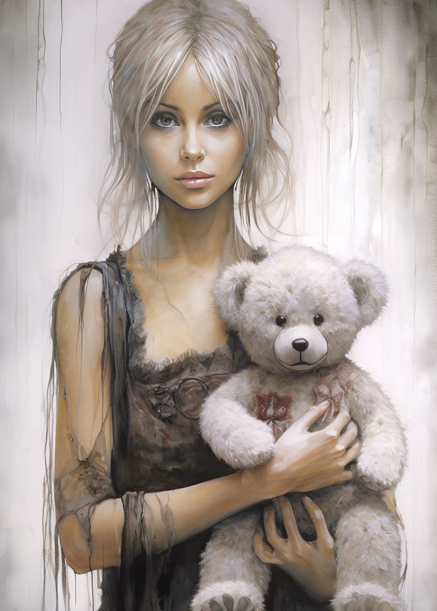 'Woman teddy' Poster, picture, metal print, paint by Graphics GC | Displate