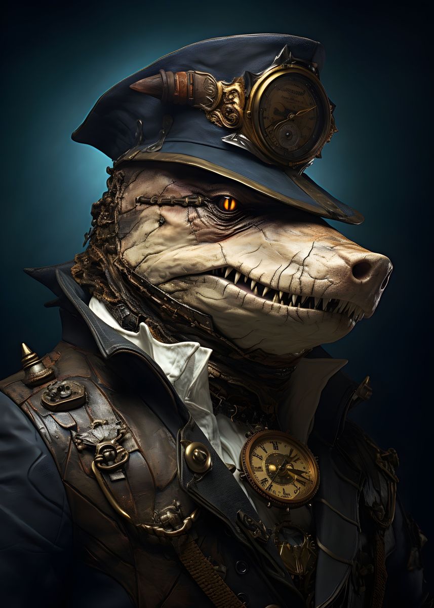 'Steampunk Style Shark' Poster, picture, metal print, paint by ...