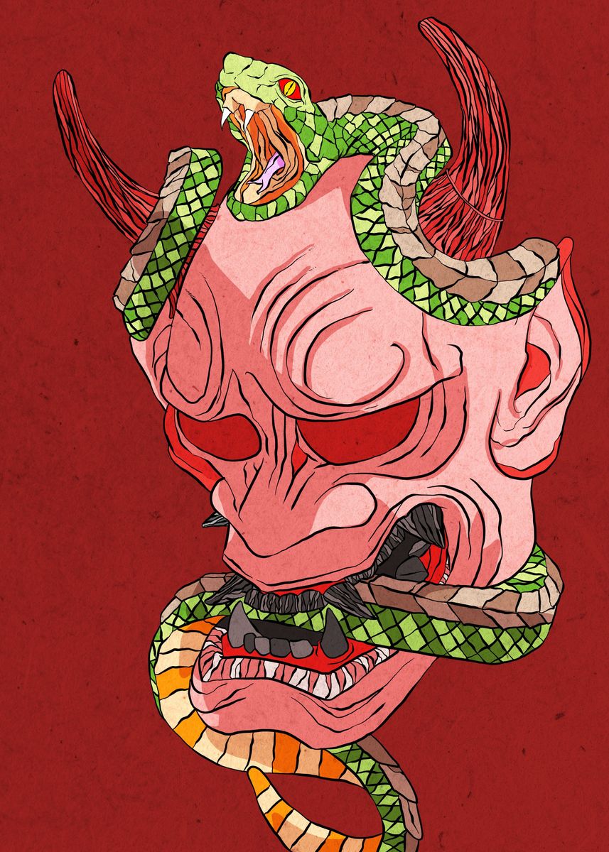 'demon snake' Poster, picture, metal print, paint by eunoia | Displate