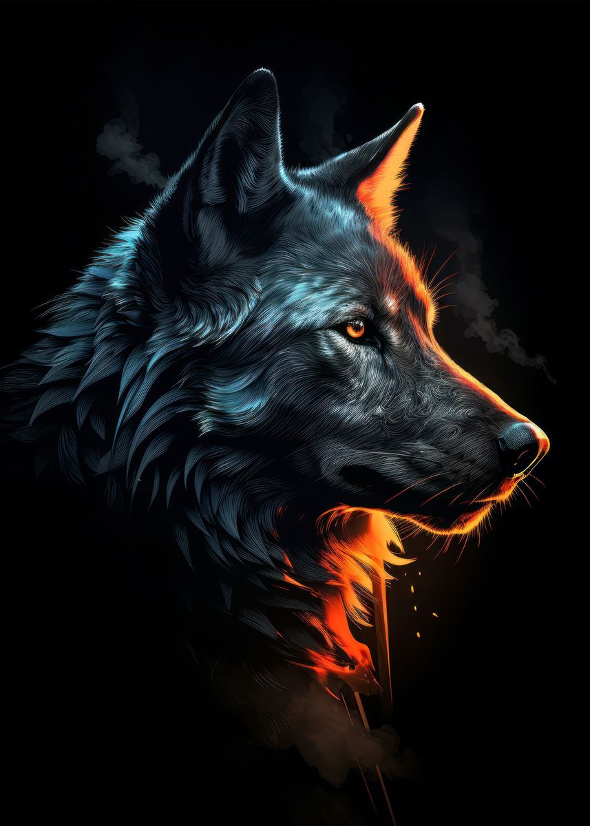'colorful wolf ' Poster, picture, metal print, paint by Adel S | Displate
