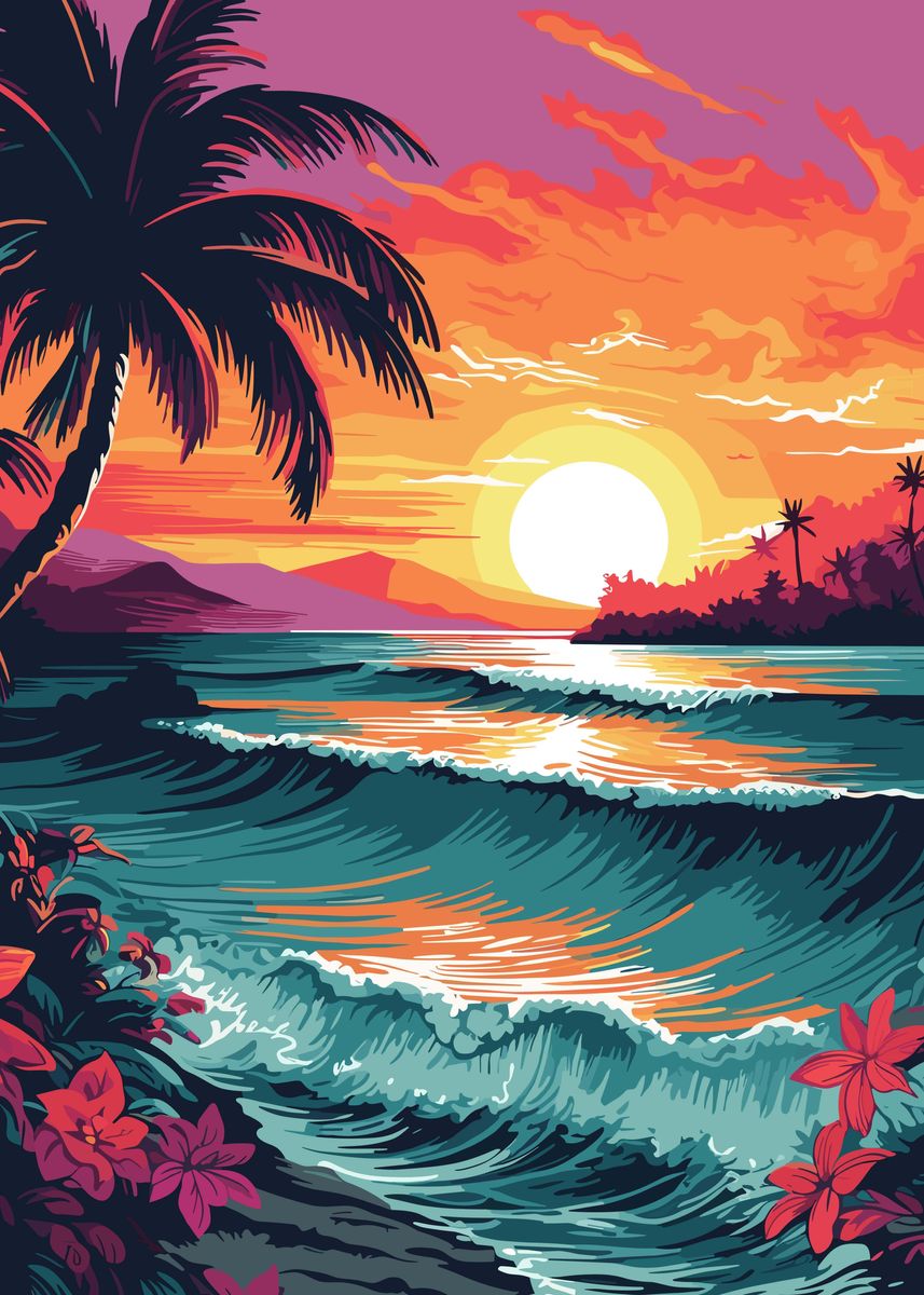 'Beach Flowers' Poster by Richard Morris | Displate