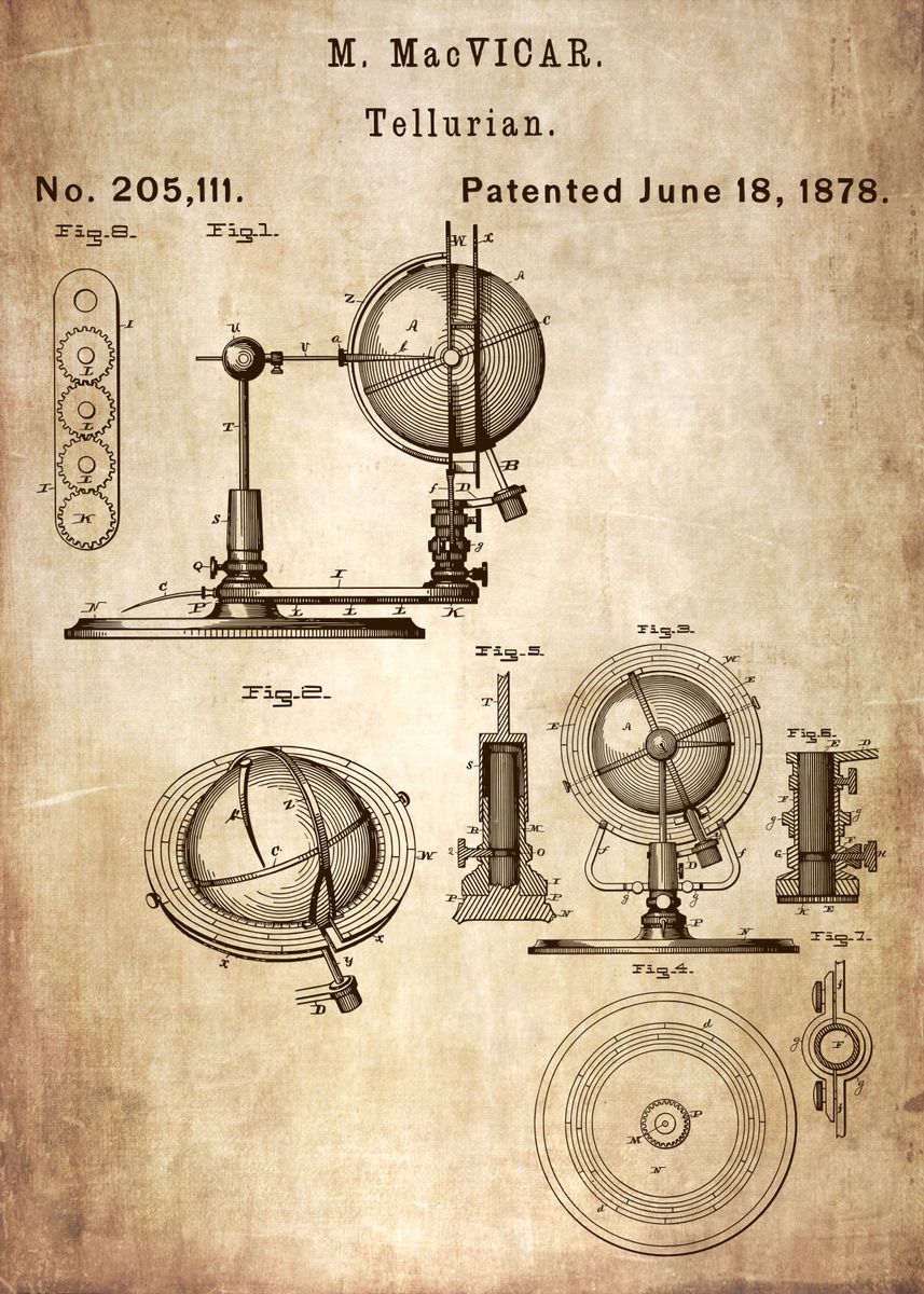 'Patent Astronomical Device' Poster, picture, metal print, paint by Van ...