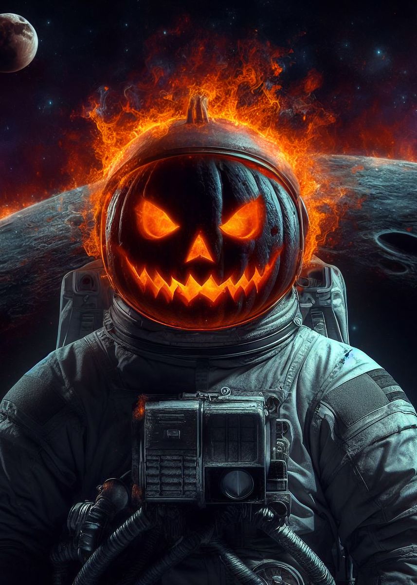 'Halloween Astronaut' Poster, picture, metal print, paint by iridak ...
