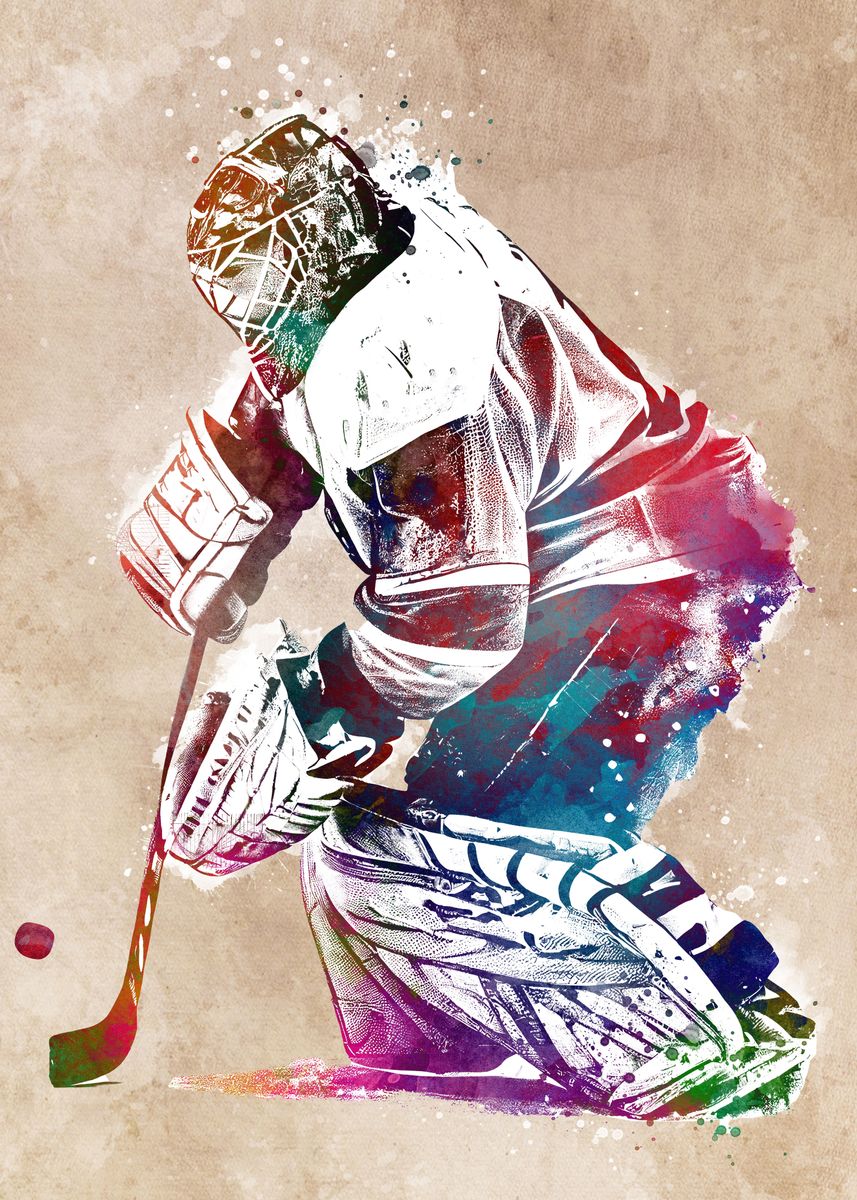 'Hockey player' Poster, picture, metal print, paint by JBJart Justyna ...