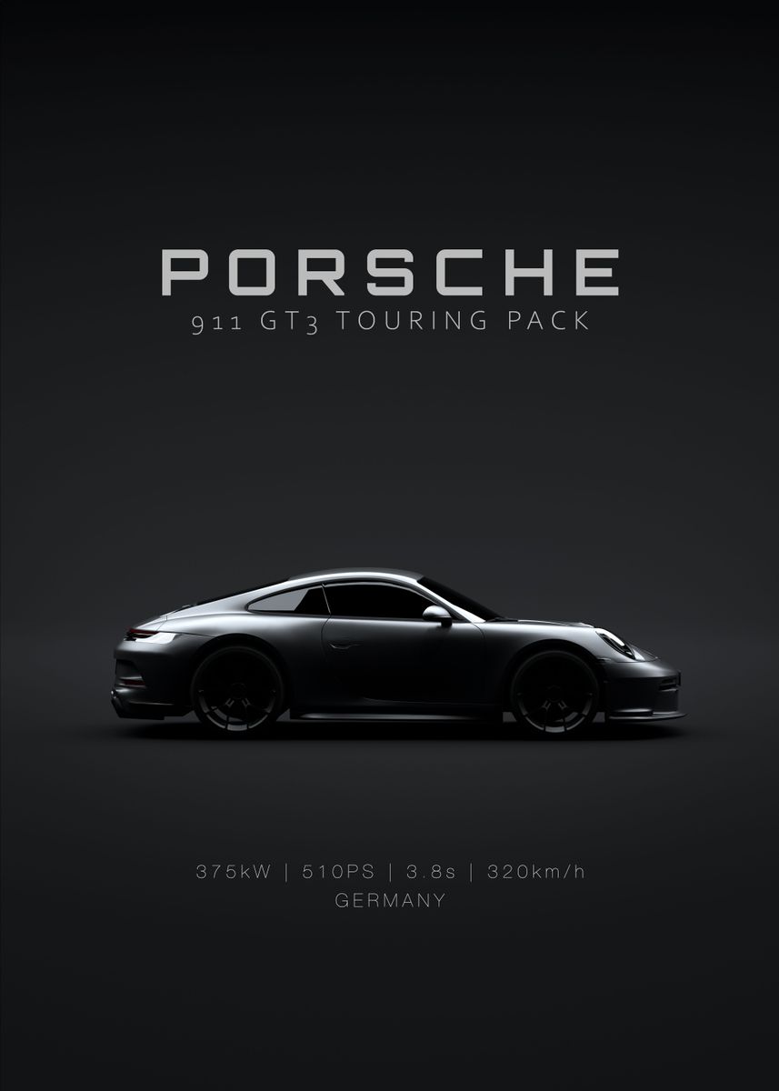 'Porsche 911 GT3 Touring ' Poster, picture, metal print, paint by 21 ...