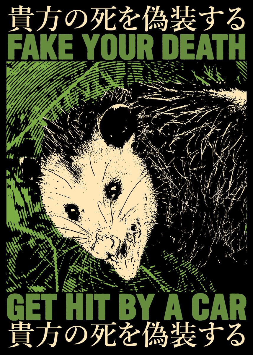 'Fake Your Death Opossum' Poster, picture, metal print, paint by John ...