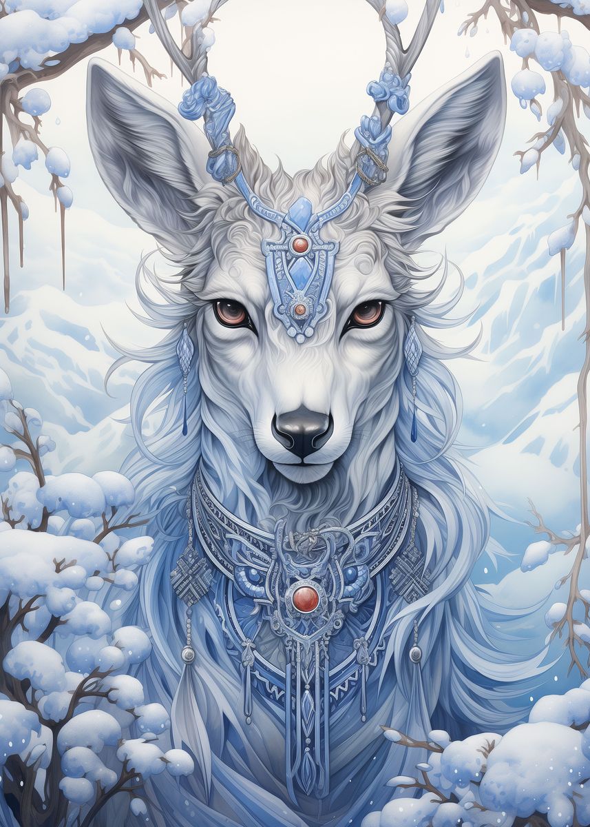 'Icy Deer Prince' Poster, picture, metal print, paint by Leah Decor ...