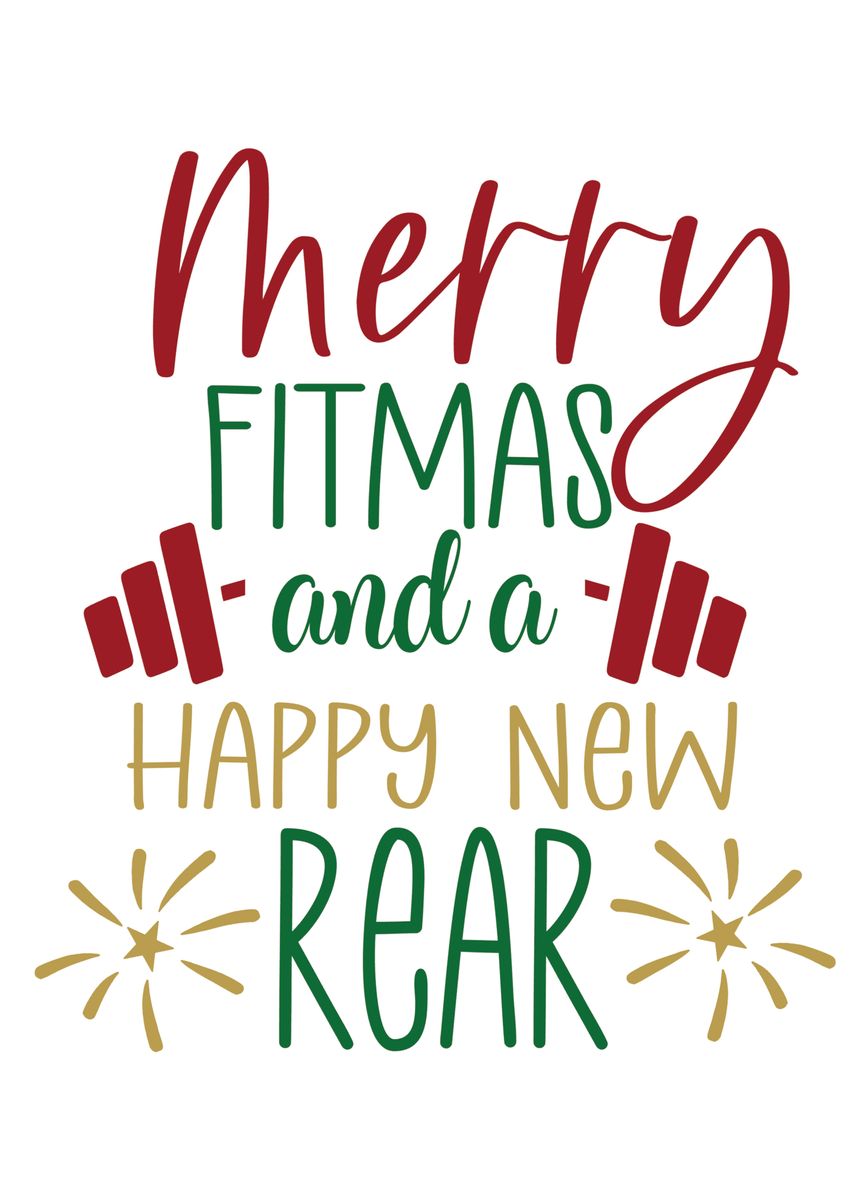 'Merry Fitmass and New Rear' Poster, picture, metal print, paint by ...