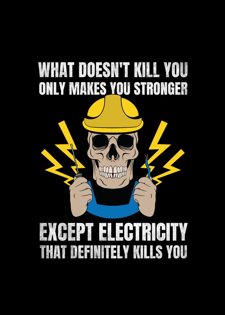 'Funny Electrician Gift' Poster, picture, metal print, paint by Bright ...