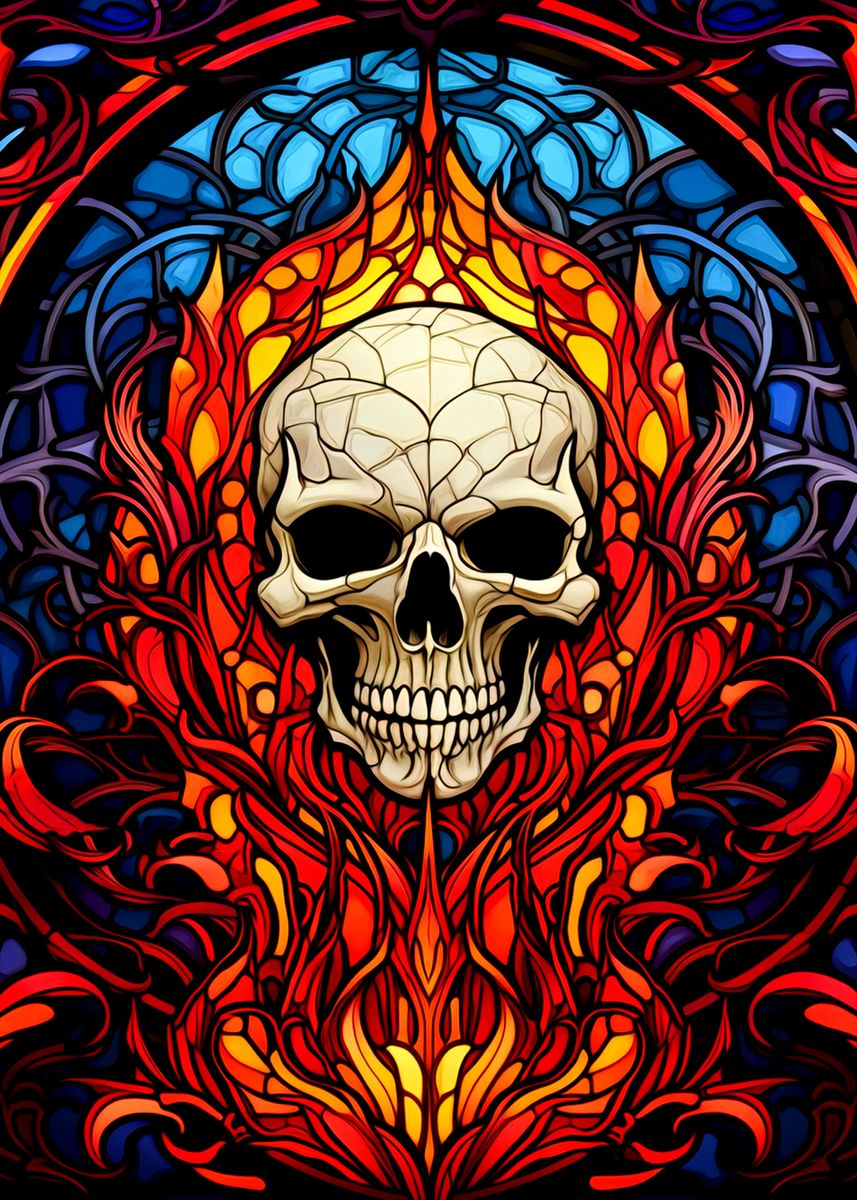 'Stained Glass Skull' Poster, picture, metal print, paint by andie king ...