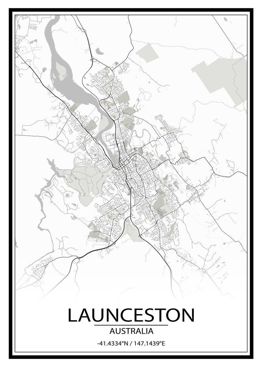 'Launceston White City Map' Poster, picture, metal print, paint by Wall ...