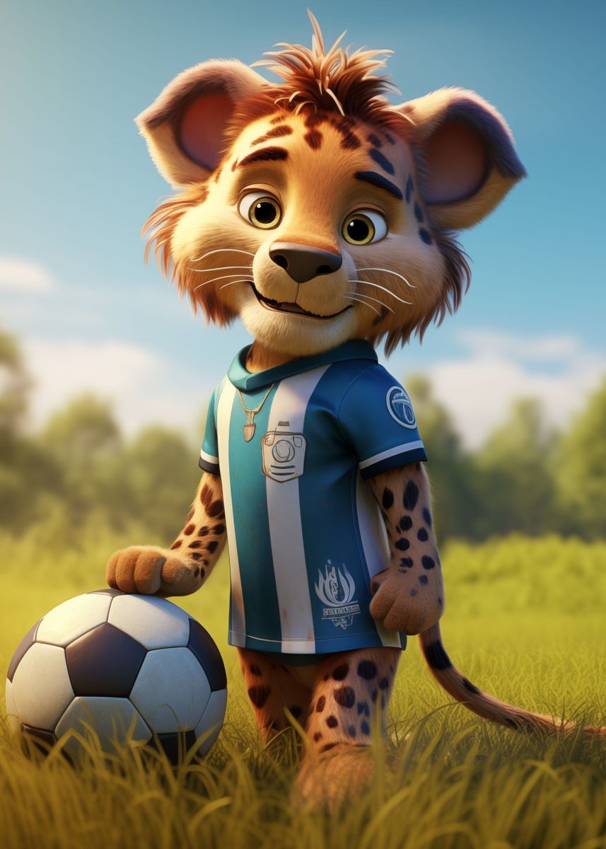 'Cheetah Footballer' Poster, picture, metal print, paint by mnix | Displate