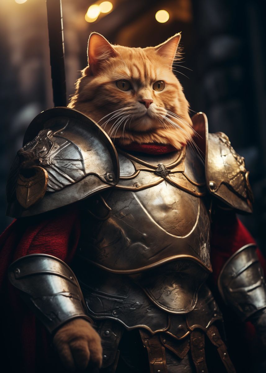 'Orange Tabby Cat Warrior' Poster by Zenja Gammer | Displate