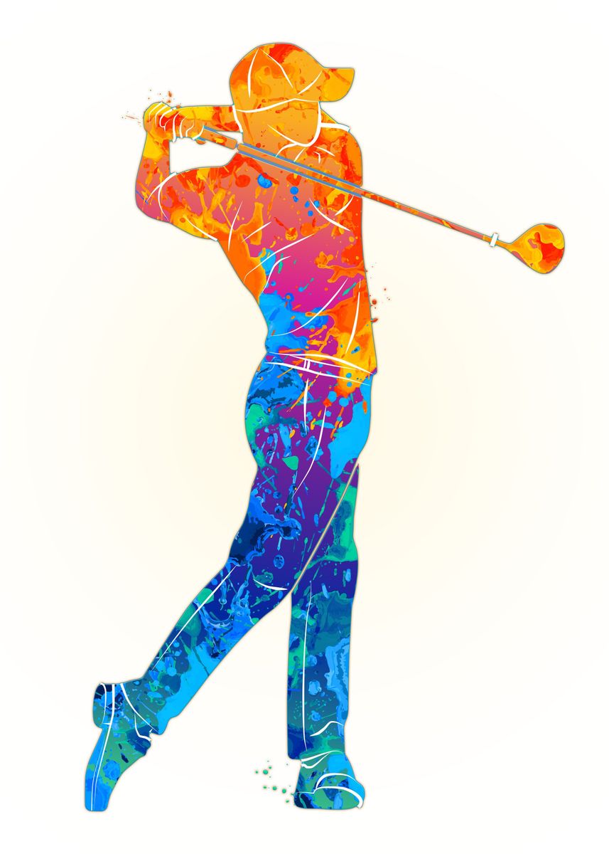 'Golf player' Poster, picture, metal print, paint by Murray Oren | Displate