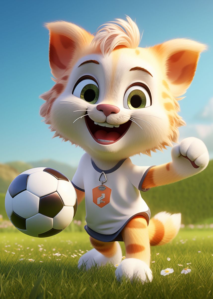 'Kitty Footballer' Poster by mnix | Displate