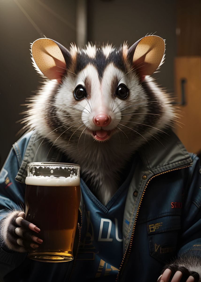 'Opossum drinking funny' Poster, picture, metal print, paint by Ayen ...