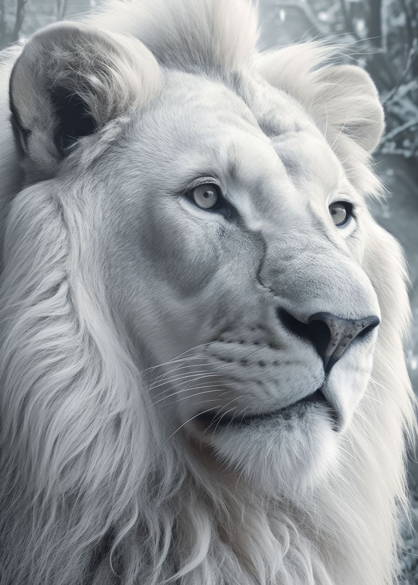 'White Fantasy Lion' Poster, picture, metal print, paint by Craig ...