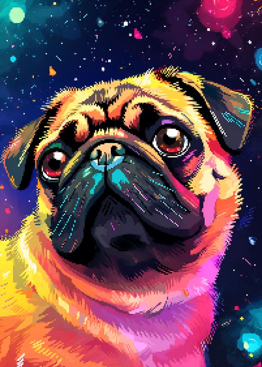 'Inspiring Pug Pixel Art' Poster, picture, metal print, paint by LVTFCO ...