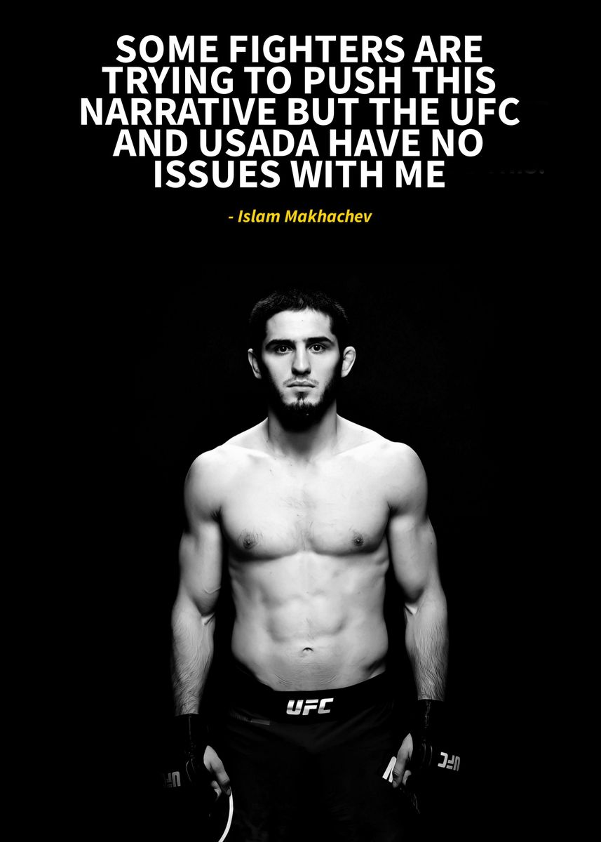 'Islam Makhachev quotes ' Poster, picture, metal print, paint by iwak ...