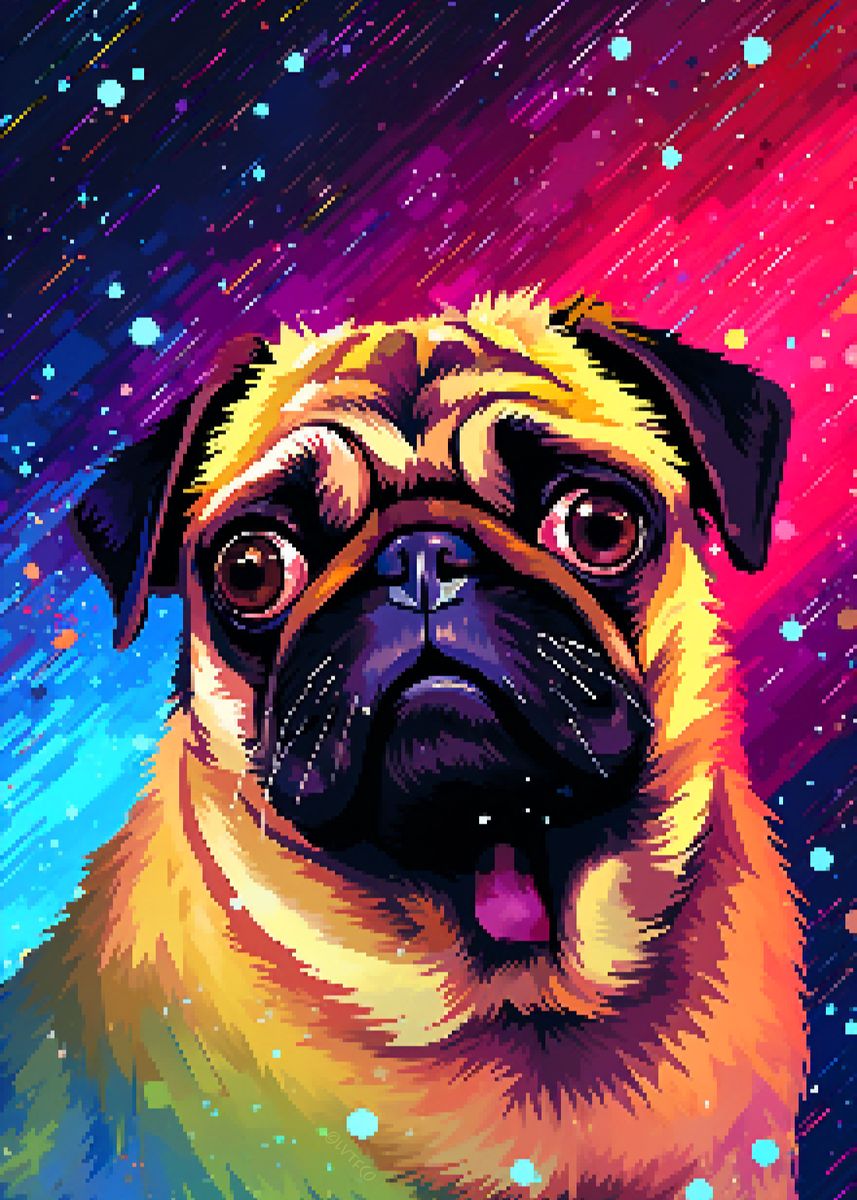 'Cute Pug Pixel Art' Poster, picture, metal print, paint by LVTFCO ...