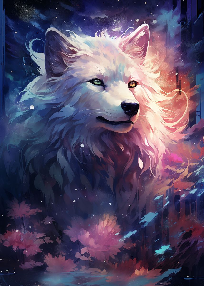 'Beauty Fantasy Wolf' Poster, picture, metal print, paint by Latrisha ...