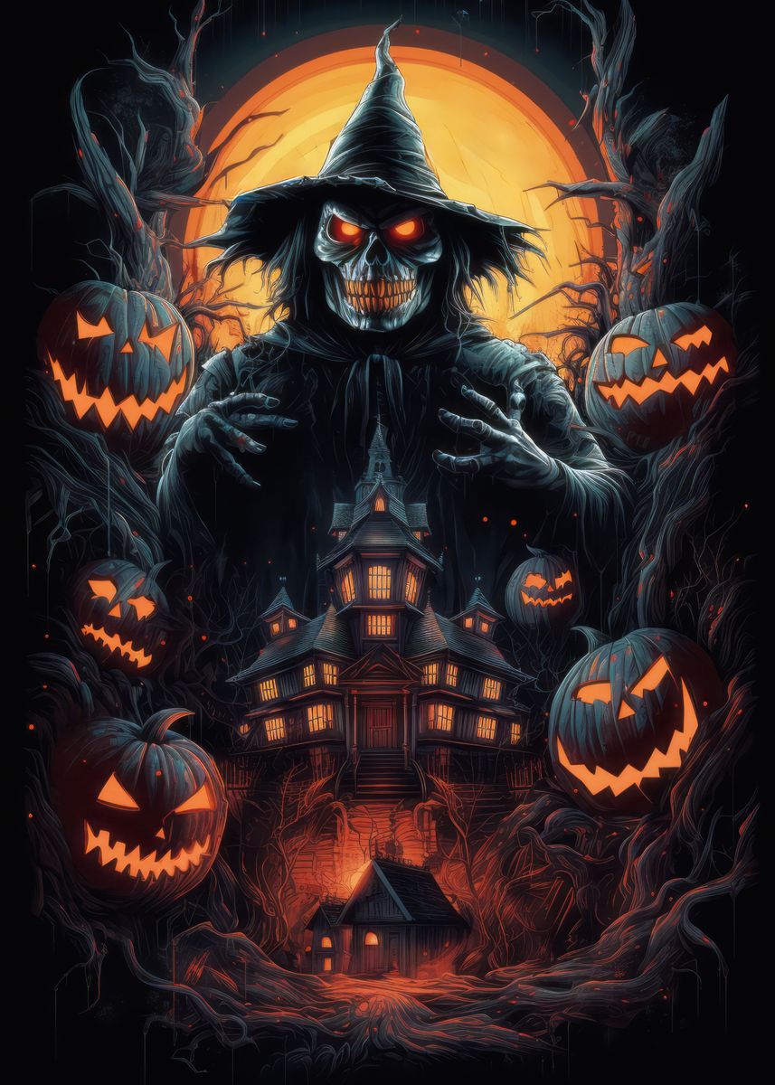 'Spooky Halloween Poster' Poster, picture, metal print, paint by Craig ...