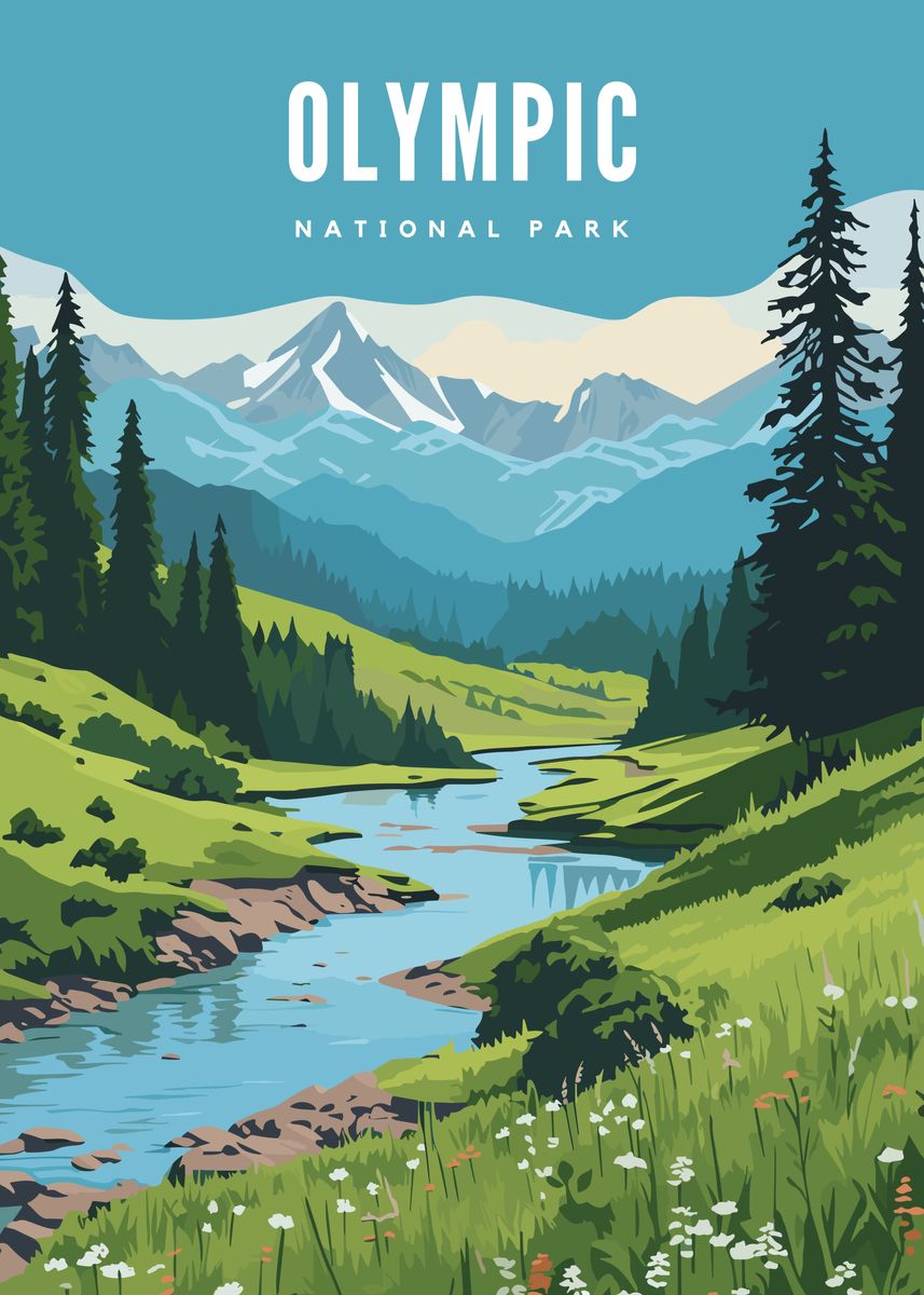 'Olympic National Park' Poster, picture, metal print, paint by Mark ...