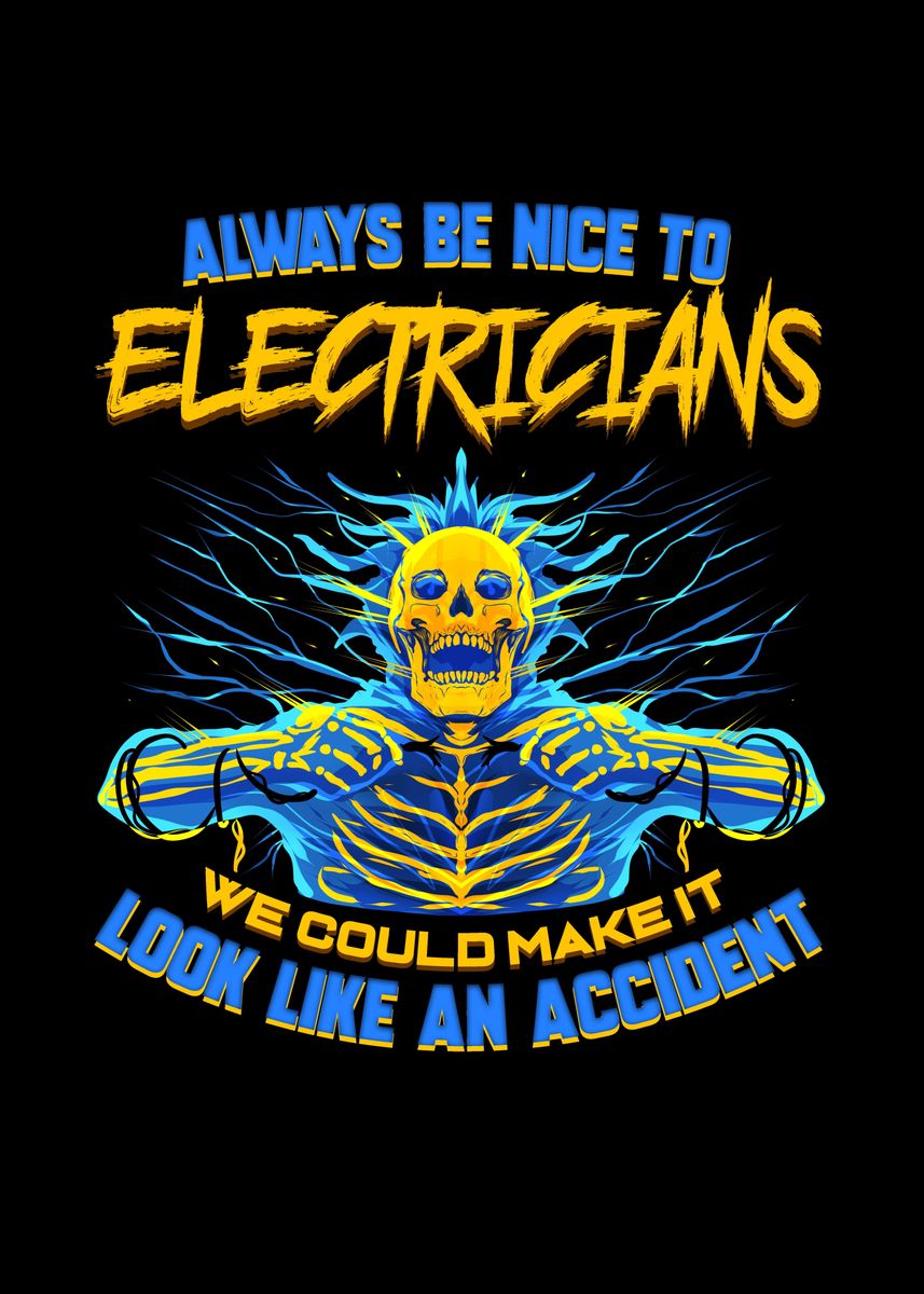 'Electrician Electrical Fun' Poster, picture, metal print, paint by ...