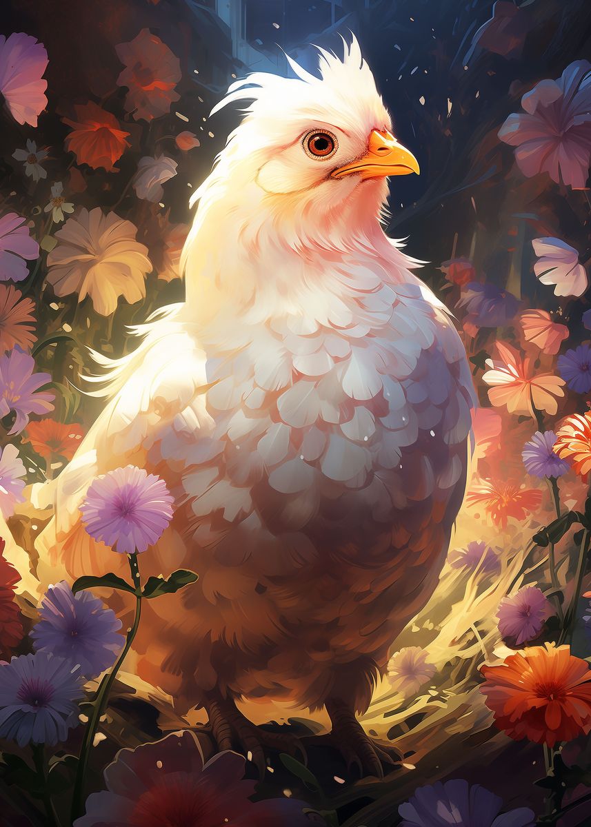 'Galactic Chicken' Poster, picture, metal print, paint by Babacar ...