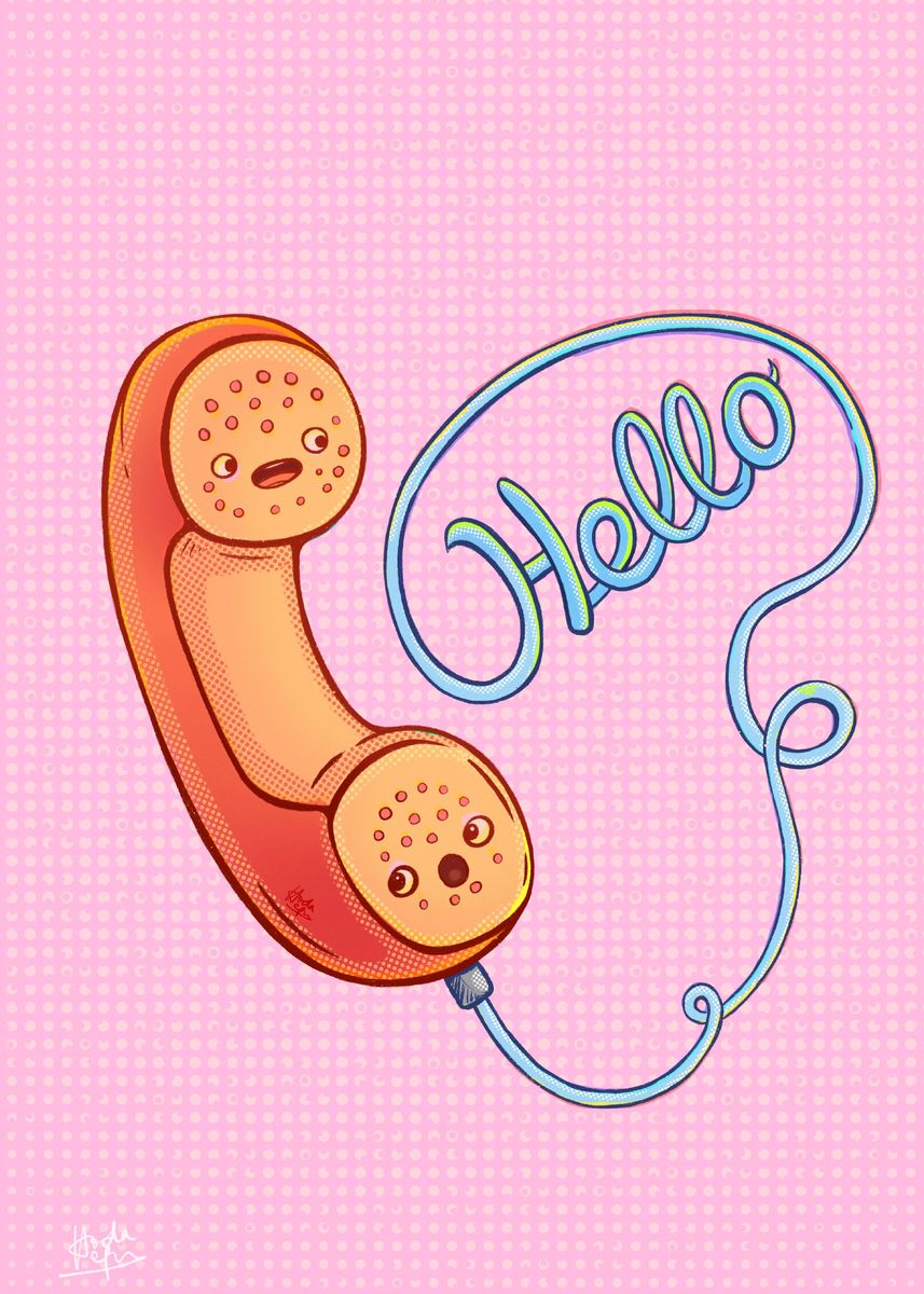 'Hello Retro Telephone' Poster, picture, metal print, paint by Hoda ...