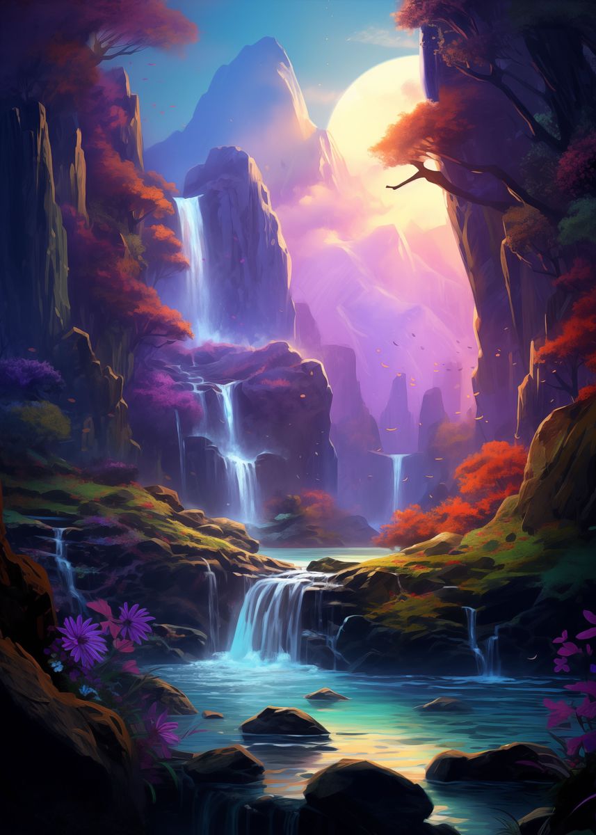 'Fantasy Landscape Water' Poster, picture, metal print, paint by Zenja ...