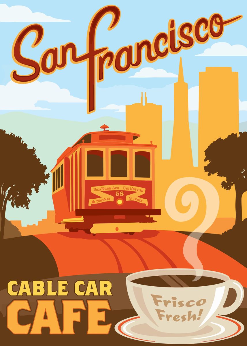 'cafe coffee' Poster, picture, metal print, paint by Pro KORA | Displate