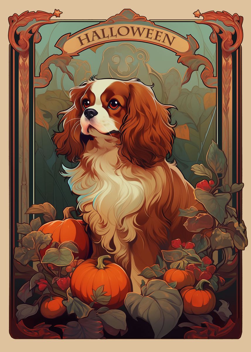 'Cavalier Halloween art' Poster by PetsArt Design | Displate