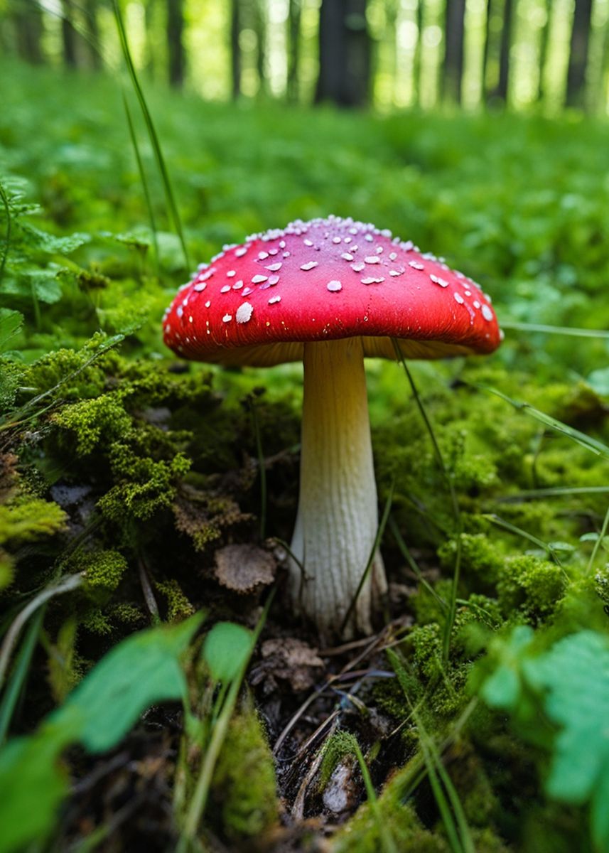 'Red mushroom' Poster, picture, metal print, paint by insideportugal | Displate