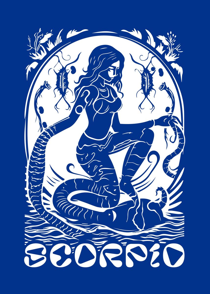 'Blue portrait of Scorpio' Poster, picture, metal print, paint by Leo ...